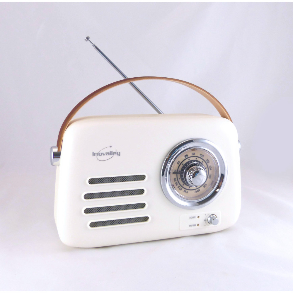 Radio Vintage portative bluetooth beige INOVALLEY